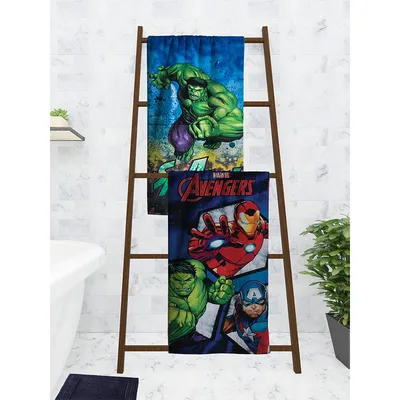Marvel Avengers & The Hulk Kids Bath Towels Set Of 2 - WallMantra